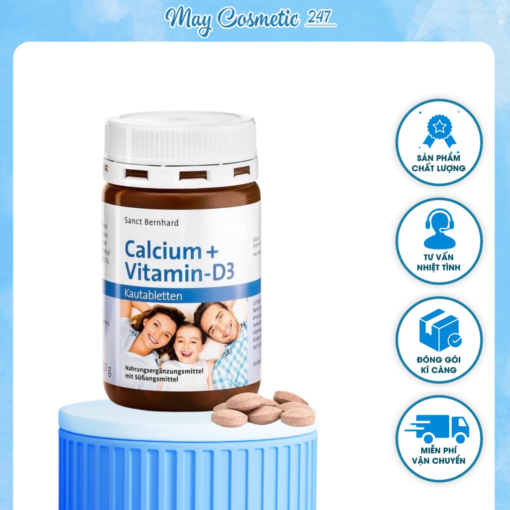 Viên Ngậm Canxi Calcium Vitamin D3 Sanct Bernhard Vị Socola 150 Viên, Bổ Sung Canxi D3 Cho Bé Và ...
