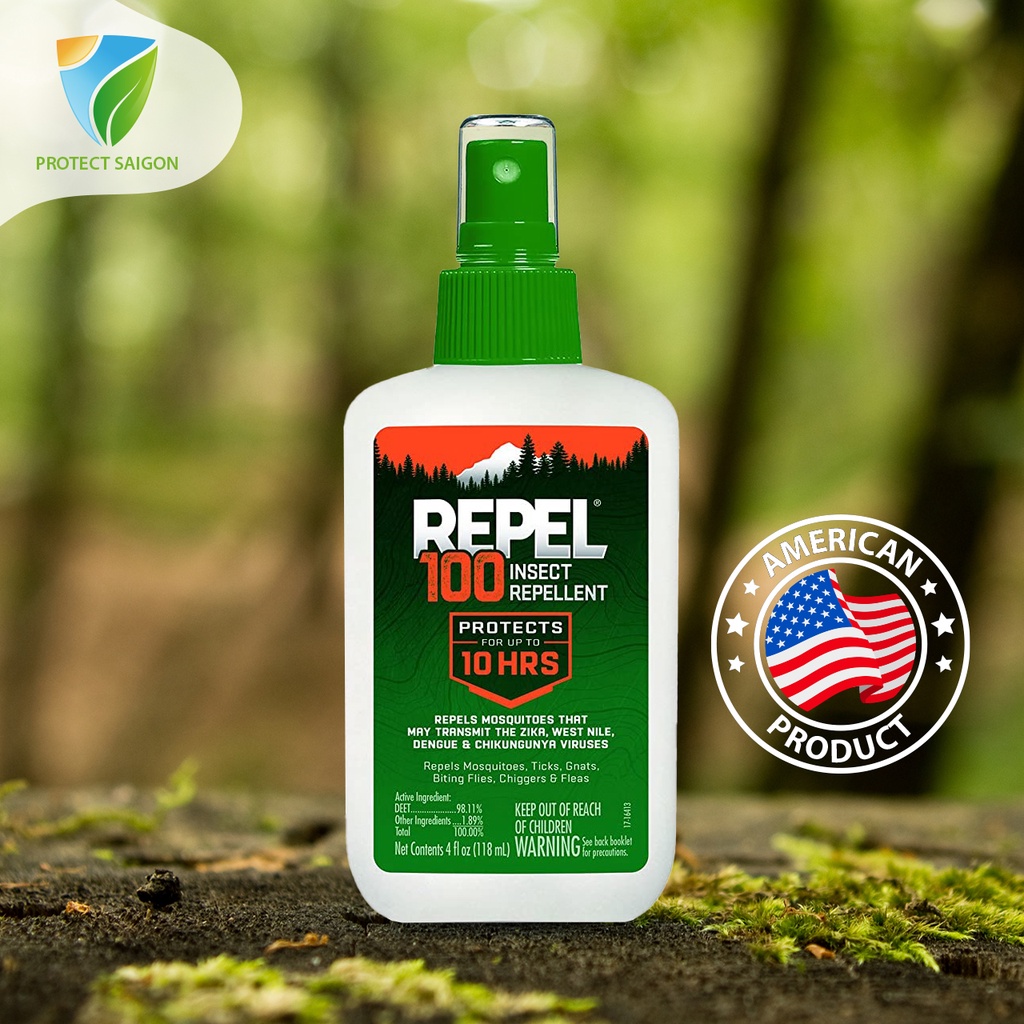 Xịt cao cấp chống muỗi, chống vắt & ruồi vàng (118ml) Repel 100 - Mỹ ...