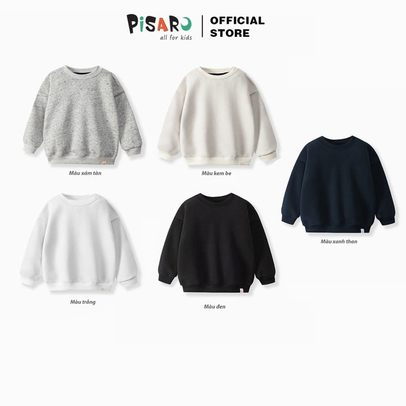 Áo nỉ bông PISARO cho bé trai bé gái, áo sweater thu đông siêu ấm | Shopee Việt Nam