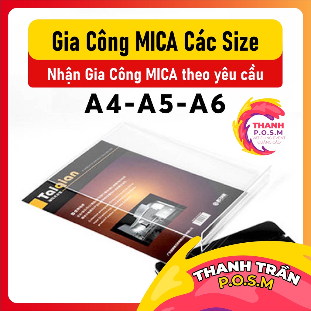 [POSM] Standee Menu Mica A4, Menu để bàn A5, A6 Đế lùa 02 mặt, Mica Đài ...
