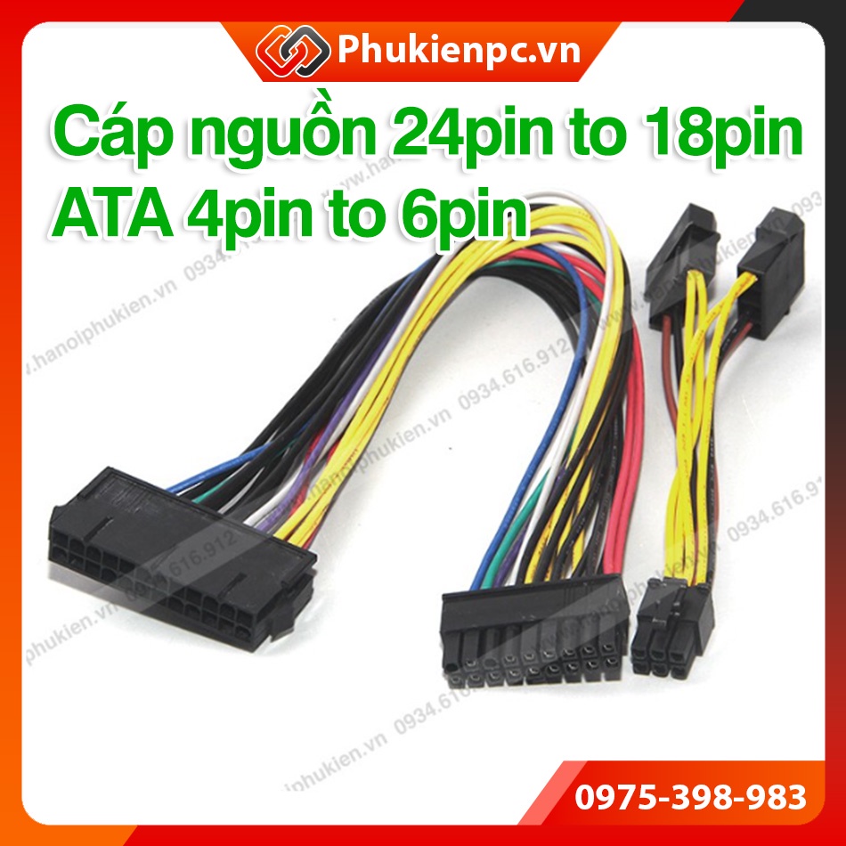 Dây cáp nguồn 24pin to 18pin, ATA 4pin to 6pin. dùng cho HP Z600 ...