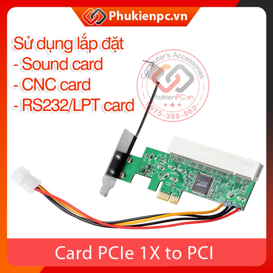 Card Chuyển Pci E 1x 16x Sang Pci Thường Dùng Lắp đặt Sound Card Cnc
