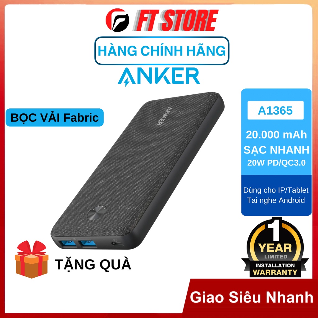 [GIAO HỎA TỐC] Pin sạc dự phòng ANKER PowerCore III SENSE 20K 20000mAh sạc nhanh 20W PD/QC3.0 ...