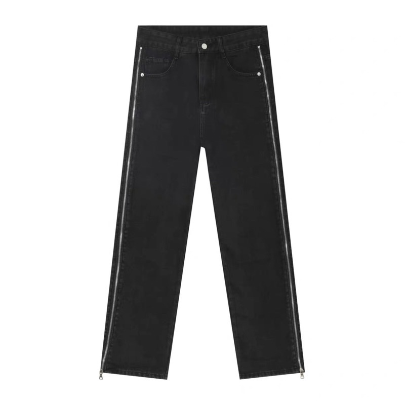 Quần jeans nam màu đen dáng slim xẻ ống zip dài phong cách streetwear ...