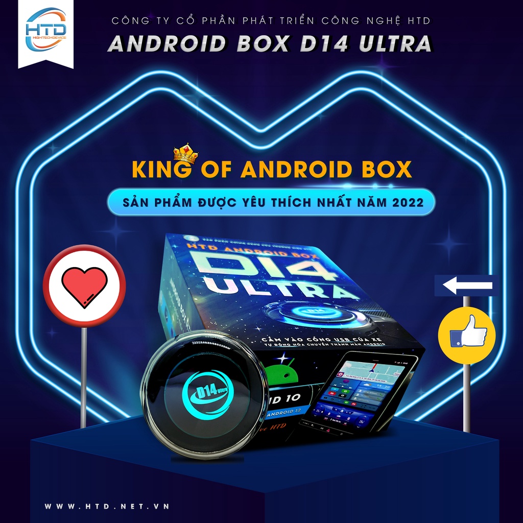 Android box giữ zin màn hình ô tô - D14 Ultra HTD tặng kèm Camera Hành Trình C23, VM Live, Sim ...