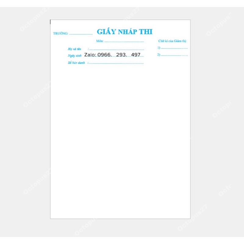 100 Tờ Giấy Nháp Thi Chuẩn Theo Mẫu Bộ GD&DT | Shopee Việt Nam