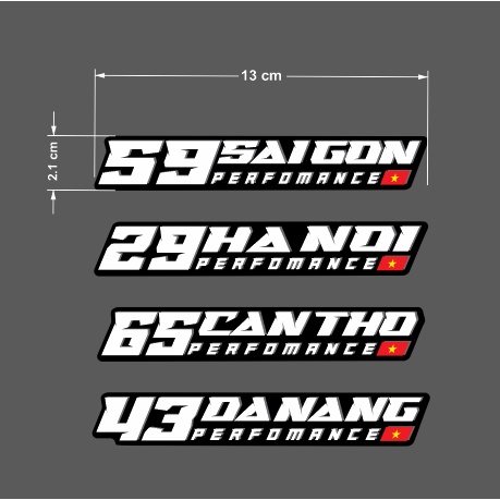 Logo Sticker Tem dán xe Performance Việt Nam tỉnh thành ghi chú hoặc ...