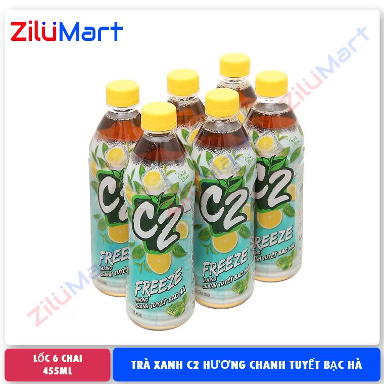 Nước trà xanh C2 hương chanh tuyết bạc hà (thùng 24 chai) loại 455ml | Shopee Việt Nam