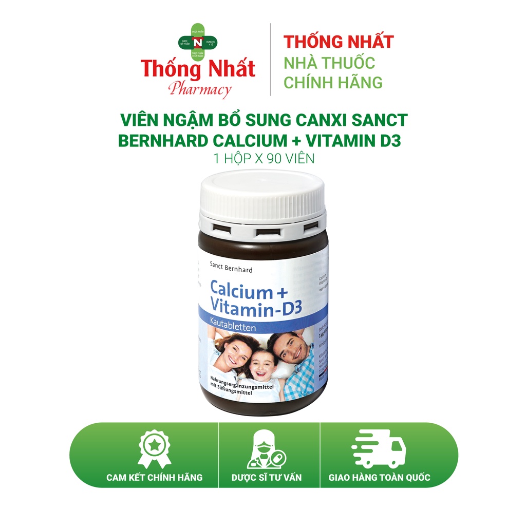 Viên ngậm bổ sung canxi Sanct Bernhard Calcium + Vitamin D3 Hộp 90 viên | Shopee Việt Nam