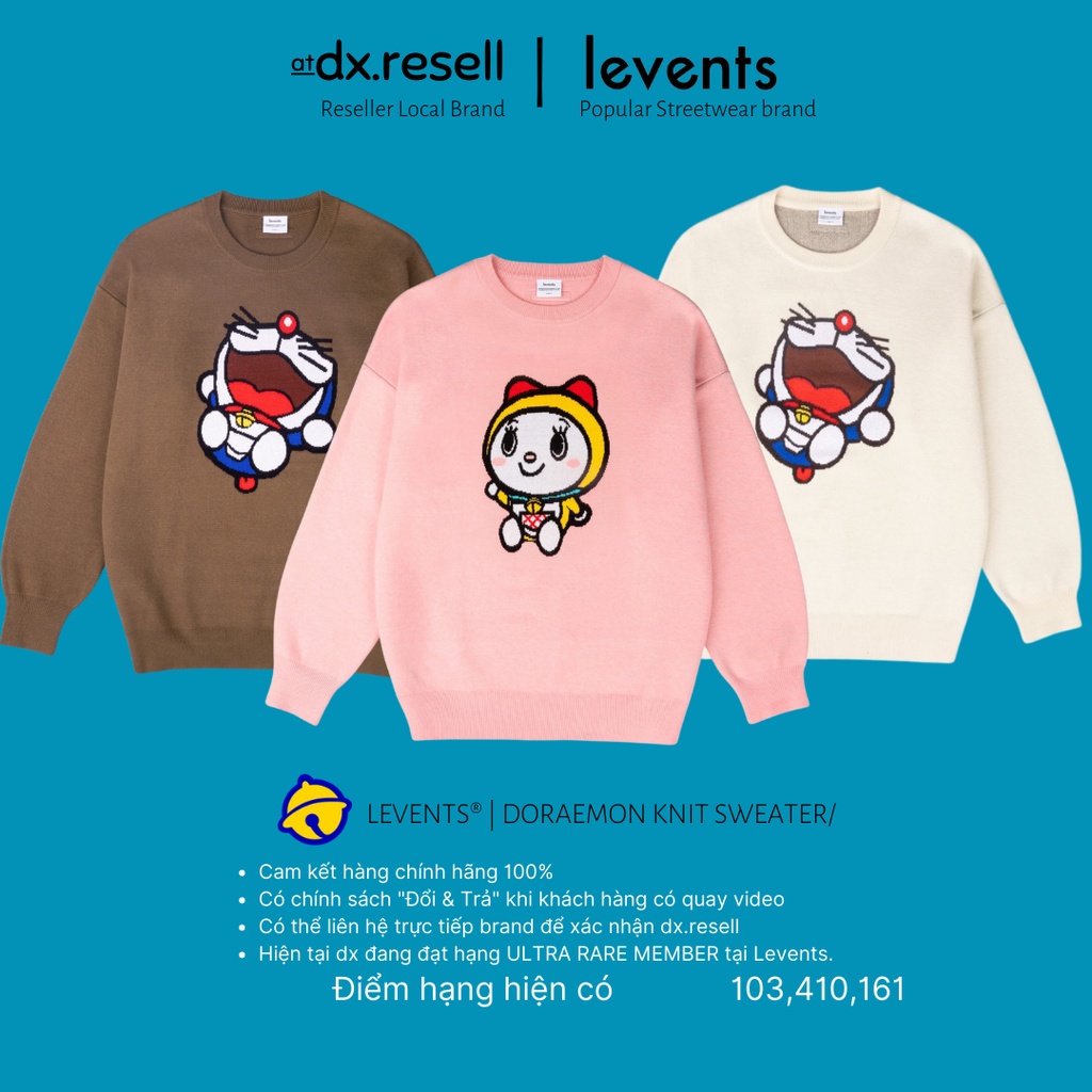 Áo Tay Dài Levents® DORAEMON KNIT SWEATER/ BROWN Unisex dx.resell ...