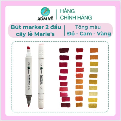 [XÓM VẼ] Bút màu dạ Marker 2 đầu - Tông Đỏ, Vàng, Cam | Shopee Việt Nam