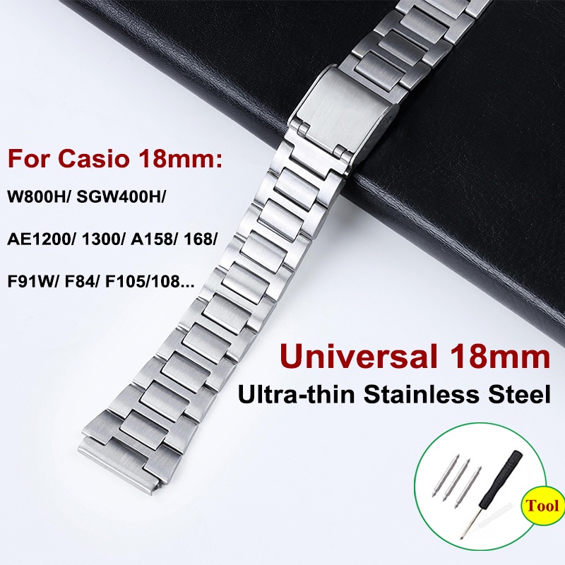 Dây Đeo Inox Siêu Mỏng 18mm Cho Đồng Hồ Casio W800h AE1200 F91W F 91W ...