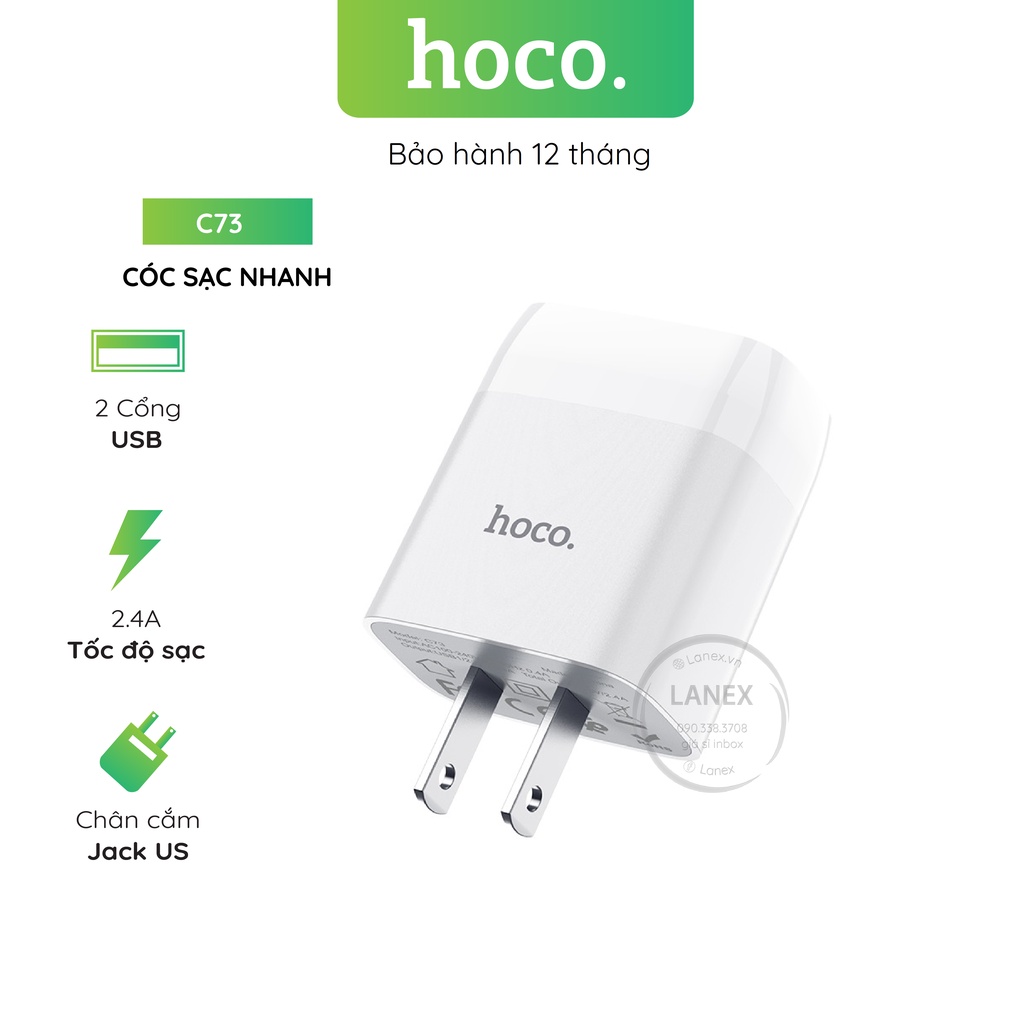 Cóc Sạc Nhanh Hoco C73 2 Cổng Usb 2.4a | Shopee Việt Nam