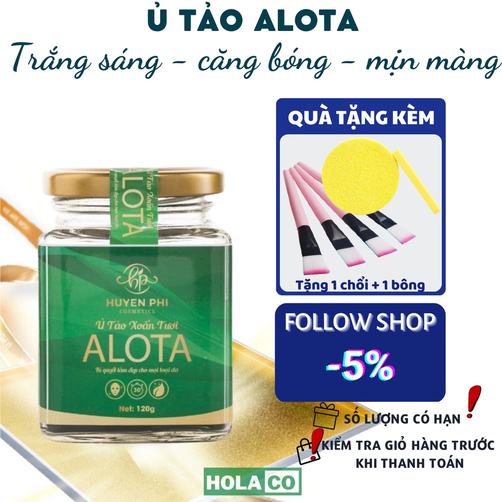 Ủ tảo xoắn tươi ALOTA Huyền Phi, mặt nạ tảo dưỡng trắng cấp ẩm, tái tạo ...