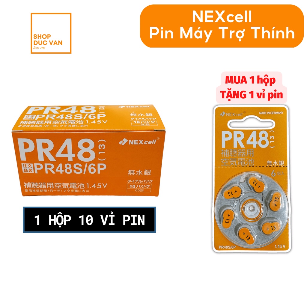 [ HỘP 10 VỈ ] Pin PR48 NEXcell Pin Máy Trợ Thính size 13 1,45V vỉ 6 viên pin tròn ( Shop Đức Vân ...