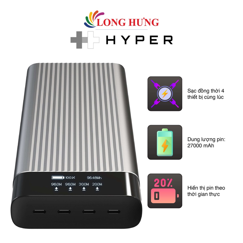 Sạc dự phòng HyperJuice 245W USB-C Battery Pack 27000mAh HJ245B - Hàng ...
