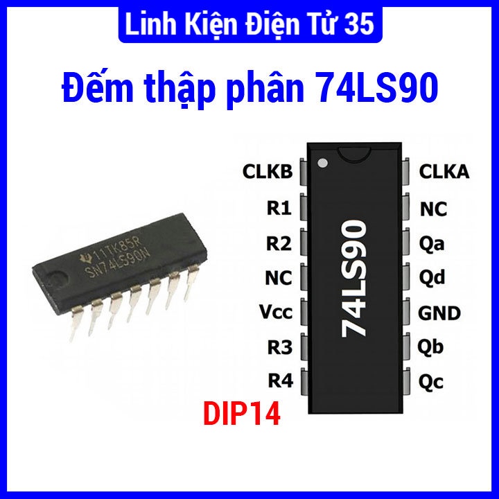 Đếm thập phân 74LS90 DIP14 Decade counter DIP14 là một loại IC số để thực hiện các phép đếm tiến ...