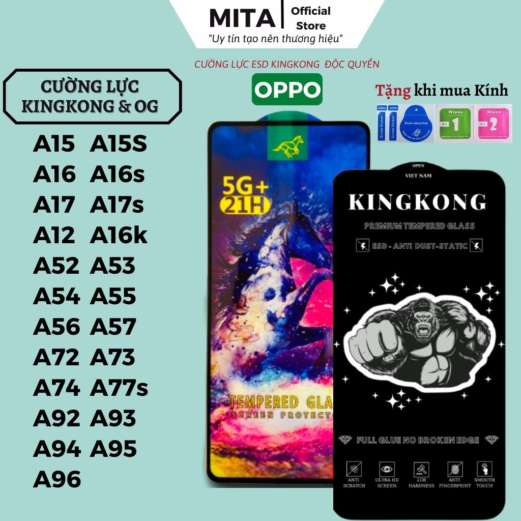 Cường lực Kingkong Oppo A98 A96 A95 A94 A93 A92 A78 A76 A77s A74 A72 A73 A58 A57 A56 A55 A54 A53 ...
