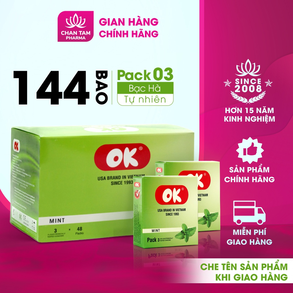 Bao cao su OK bạc hà – hộp 144 cái | Shopee Việt Nam