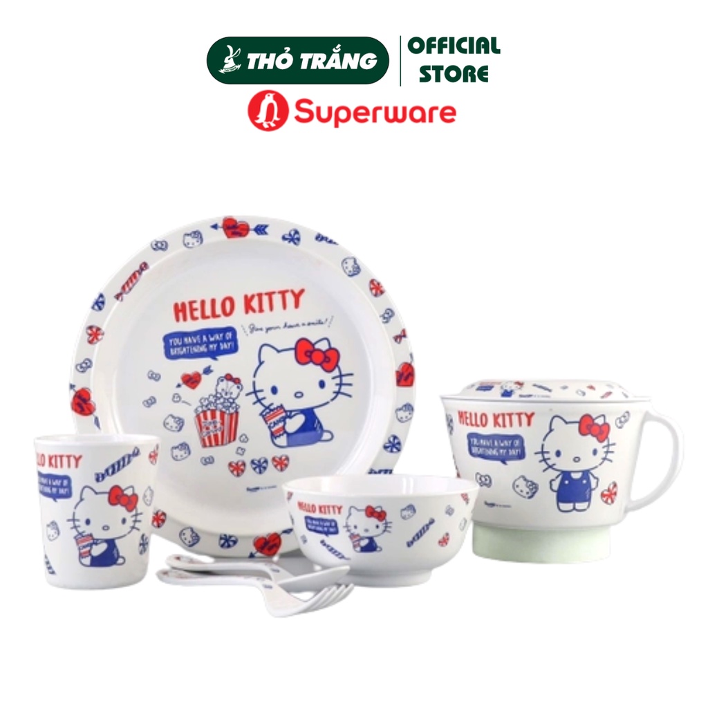 Bộ chén dĩa ăn dặm trẻ em hoa văn Hello Kitty Snacks cao cấp thương hiệu Superware | Shopee Việt Nam