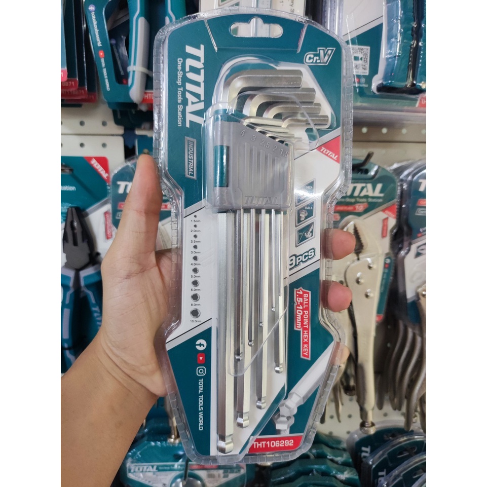 1.5-10mm Bộ lục giác đầu Thường, bằng,bi 9 chi tiết hệ mét Total ...