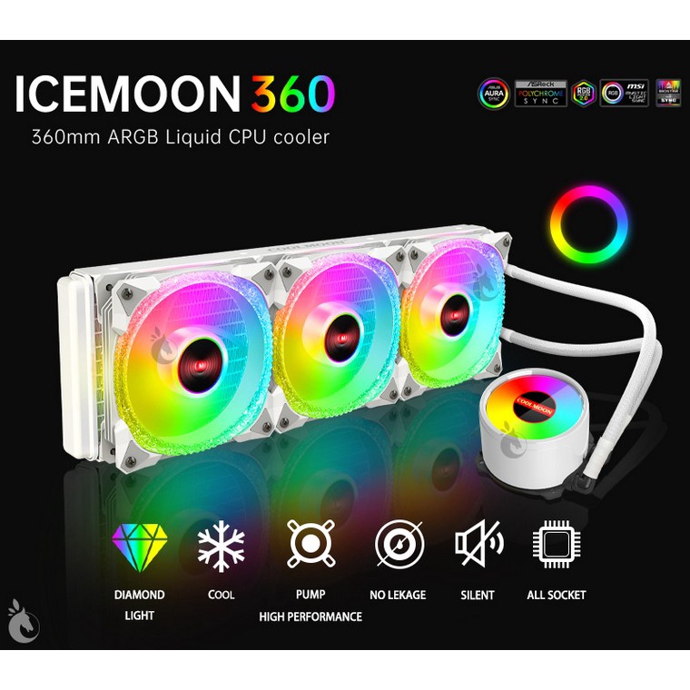 Tản nhiệt nước AIO Coolmoon ICE MOON 360 White Crystal Diamond - 360mm ...