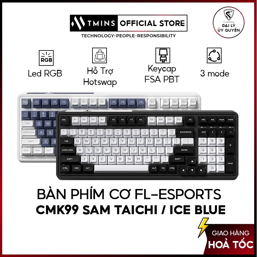 Bàn phím cơ FL-Esports CMK99 SAM Taichi / Ice Blue (3 Mode / Hotswap ...