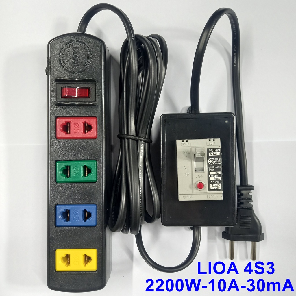 Ổ cắm điện chống giật LIOA 4S3 3mét 2200W 10A/30mA | Shopee Việt Nam