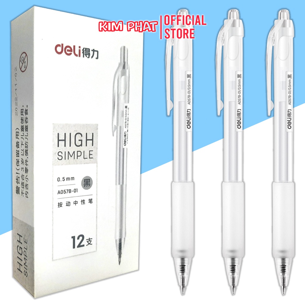 Set 03 Bút Bi Nước Văn Phòng Mực Gel Màu Đen Deli A057 / G057 Ngòi 0 ...