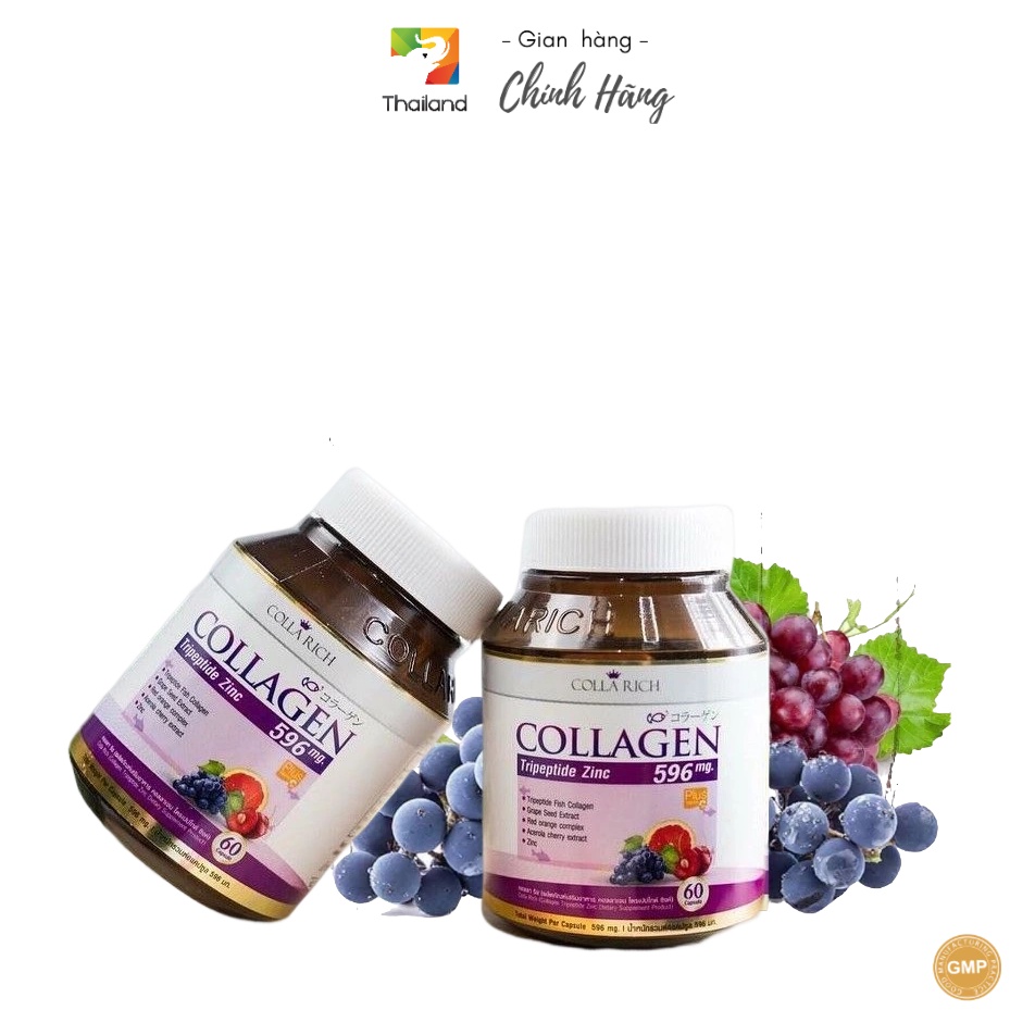 Viên uống chăm sóc da Colla Rich Collagen Peptide 60 x 596mg | Shopee ...