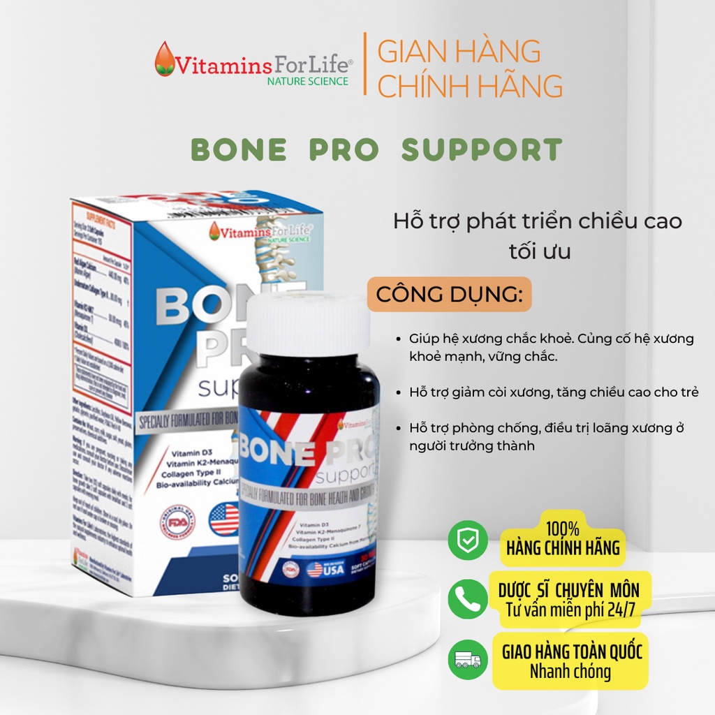 BONE PRO SUPPORT - Bổ Sung Canxi, Giúp Chắc Khoẻ, Phòng Chống Loãng ...