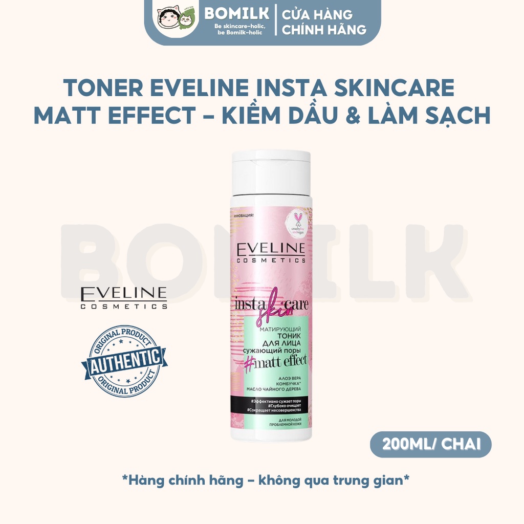 Toner làm sạch Eveline Insta skincare Matt effect - kiềm dầu, làm dịu ...