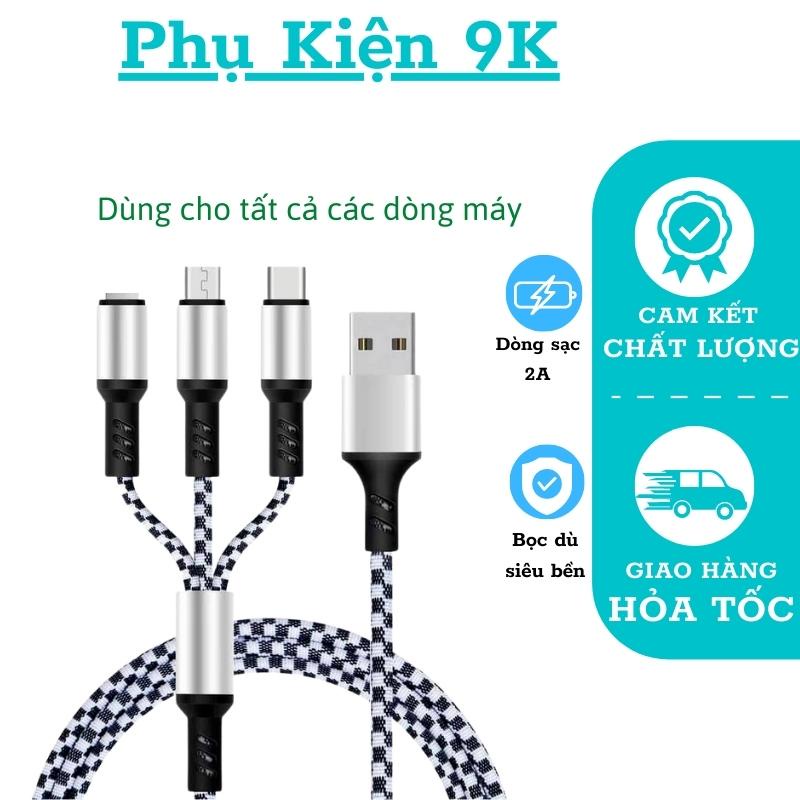 Dây sac samsung Cáp Sạc Bện Dù Đa Năng 3 in 1 Có Thể Sạc Cùng Lúc 3 ...