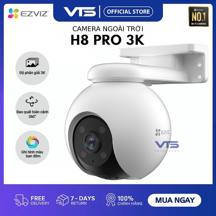 Camera Wifi EZVIZ H8 PRO 3K 5MP, H80x 4K 8MP - Xoay 360 Độ, Đàm thoại 2 Chiều, Có Màu Ban Đêm ...