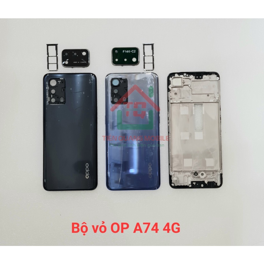 Bộ vỏ Op A74 bản 4G (gồm nắp lưng, viền sườn, khung xương, nút bấm ...