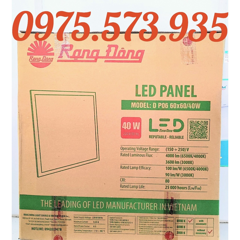 Đèn LED Rạng Đông 60x60 40W P06, Đèn Panel Rạng Đông 60x50 | Shopee Việt Nam