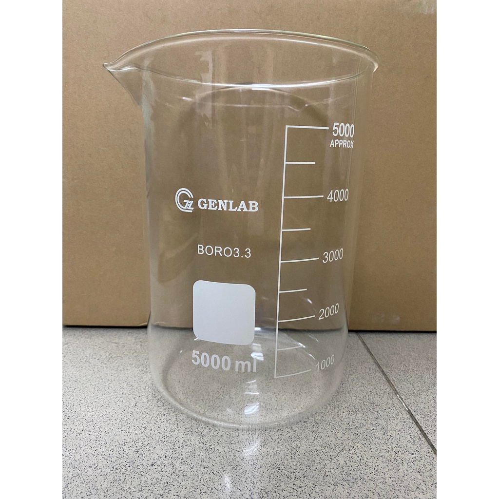 Cốc thủy tinh chịu nhiệt có mỏ 3000ml 5000ml 2000ml (3 lít, 5 lít, 2 lít) chia vạch thí nghiệm ...