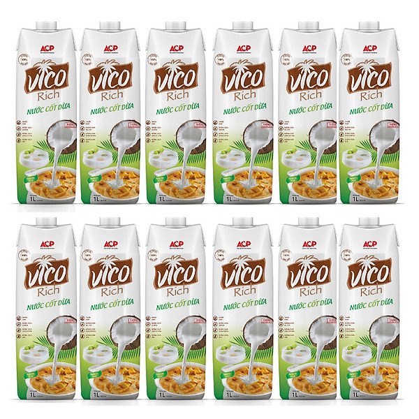 THÙNG 12 HỘP NƯỚC CỐT DỪA UHT VICO RICH 1L | Shopee Việt Nam
