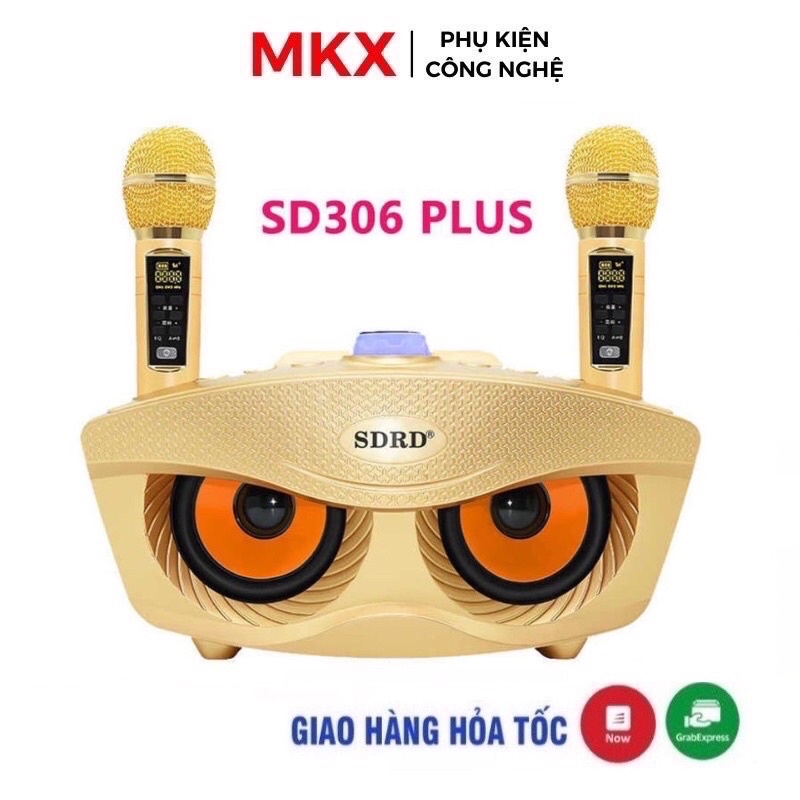 Loa Bluetooth Karaoke SD-306 Plus Loại 1 tặng kèm 2 micro hát Karaoke không dây.Bass đập siêu ...