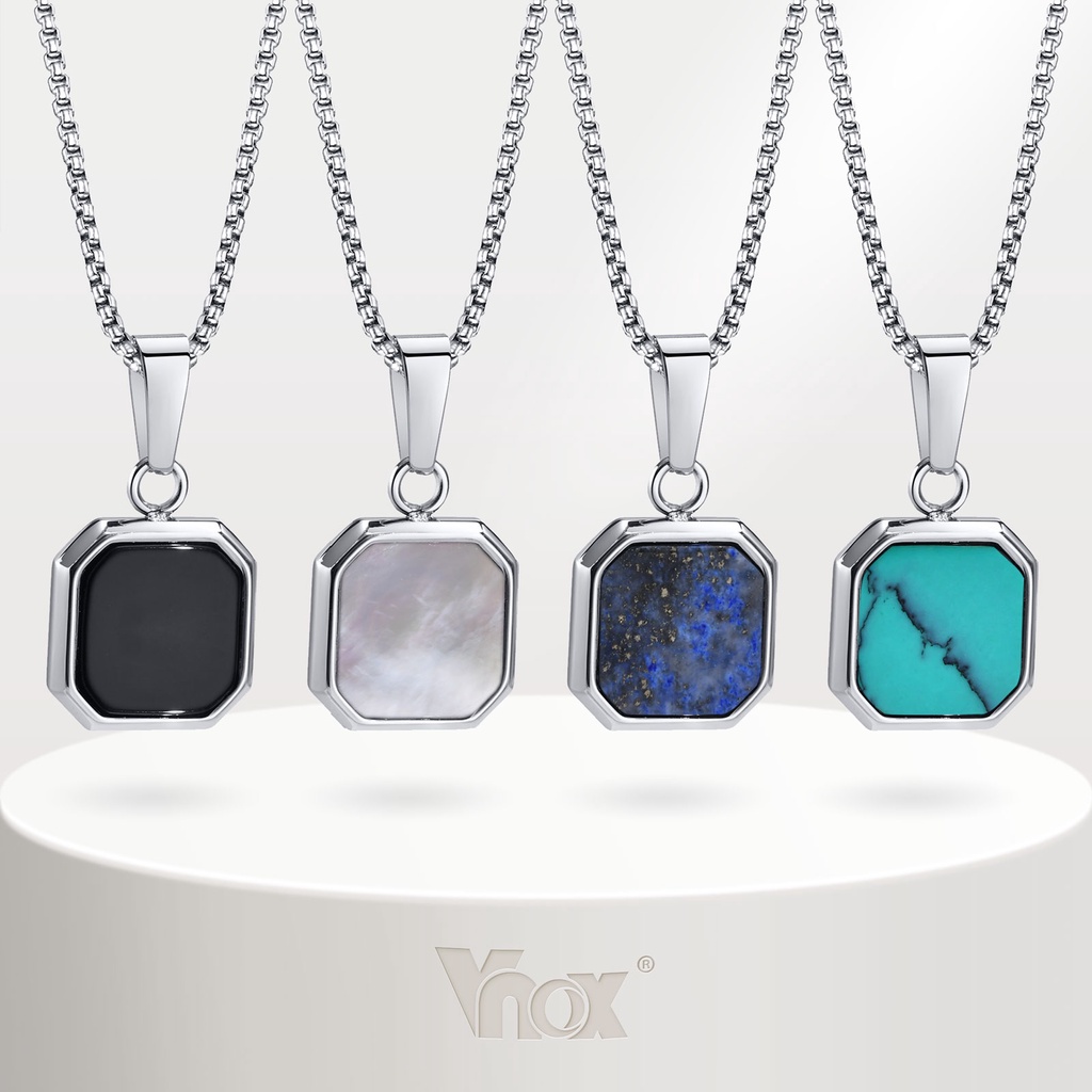 Vòng cổ VNOX tráng men mặt đá mắt hổ Lapis Lazuli thời trang sang trọng ...