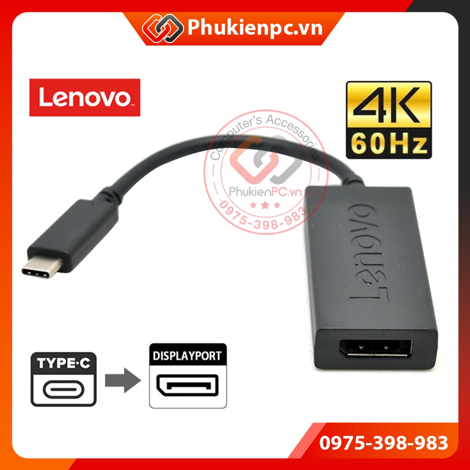 Dây cáp Lenovo Thunderbolt 3 to Displayport Female 4K60hz. dùng kết nối ...