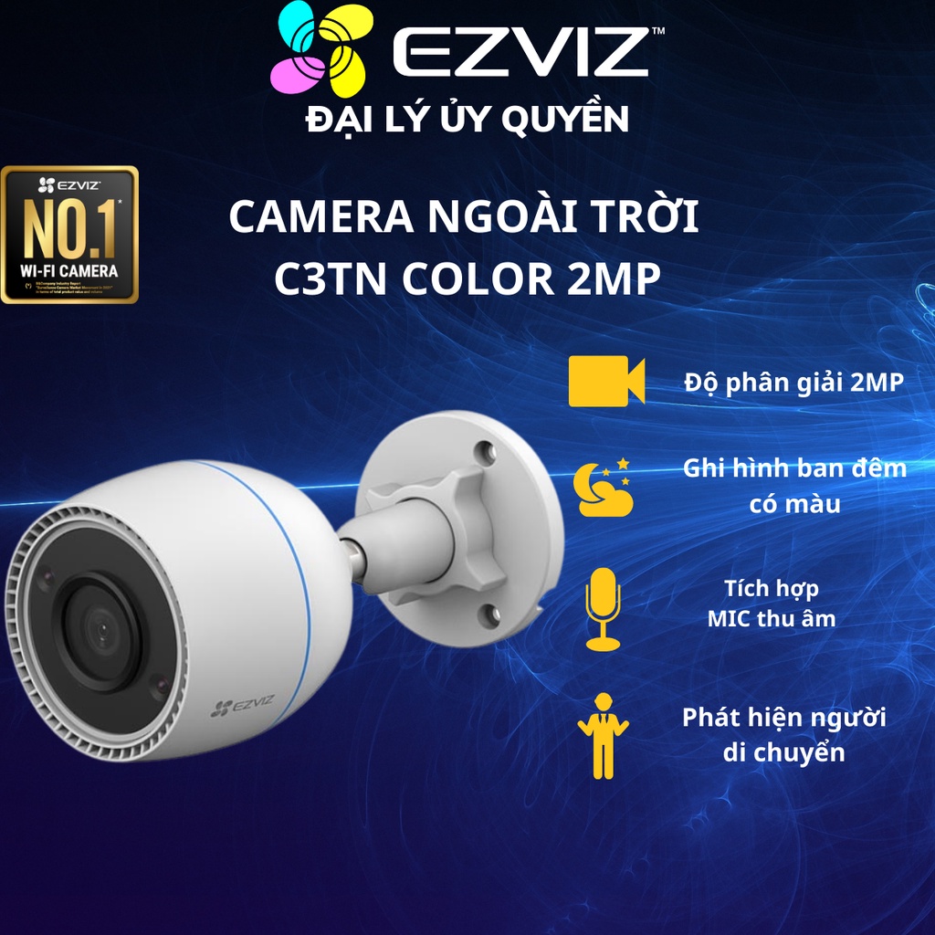 Camera WIFI ngoài trời cố định, có màu đêm EZVIZ C3TN COLOR 2MP hàng ...