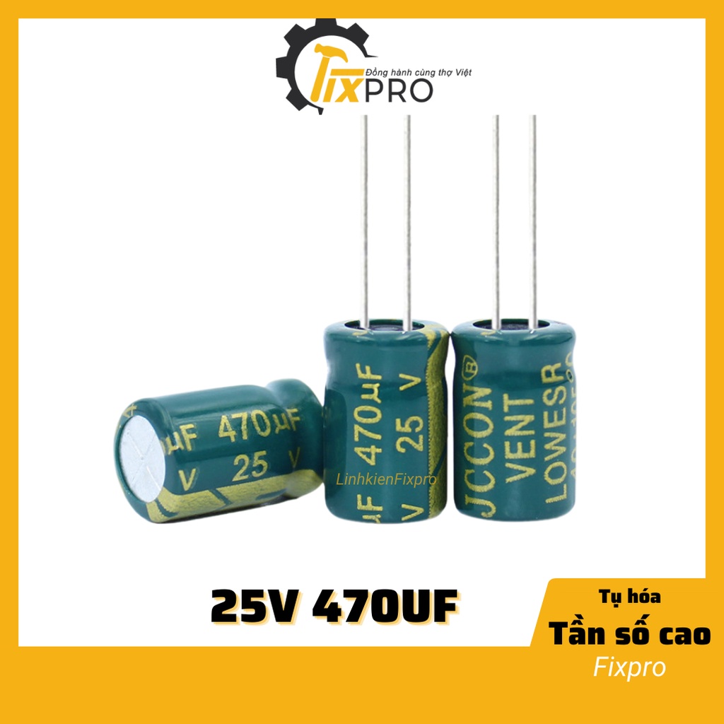 Tụ hóa 25V 470UF 8x12mm tần số cao chính hãng Jccons (Túi 5 chiếc ...