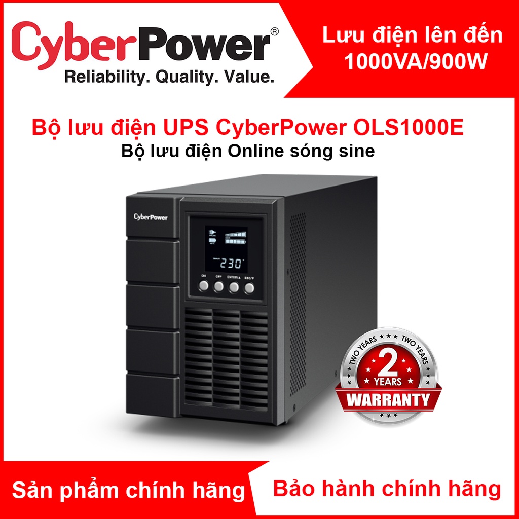 Bộ Lưu Điện UPS CyberPower OLS1000E dòng online sóng sine hoàn chỉnh 1000VA/900W - Hàng Chính ...