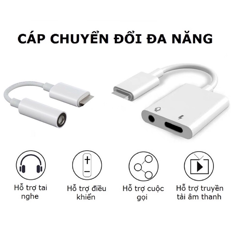 Dây cáp chuyển đổi cho tai nghe jack 3.5mm sang cổng IP kèm sạc pin ...