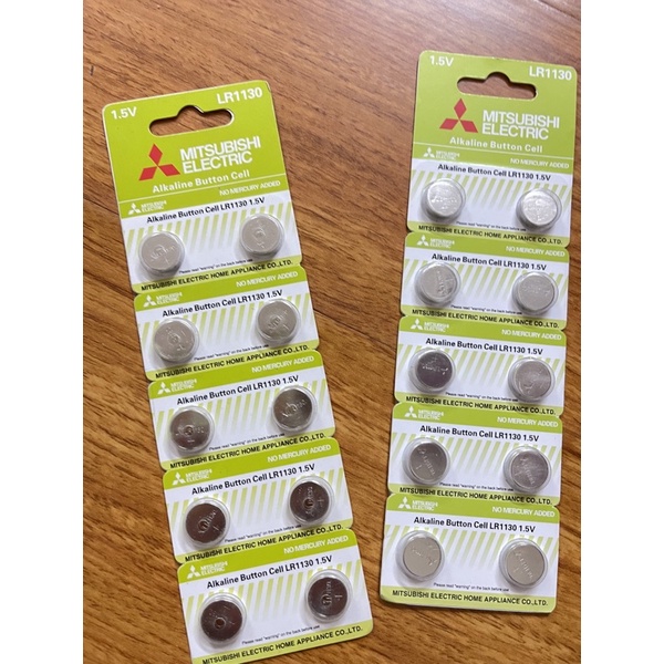 Pin cúc áo hiệu MITSUBISHI LR1130 vỉ 10 viên,Pin LR1130, LR54, AG10 ...