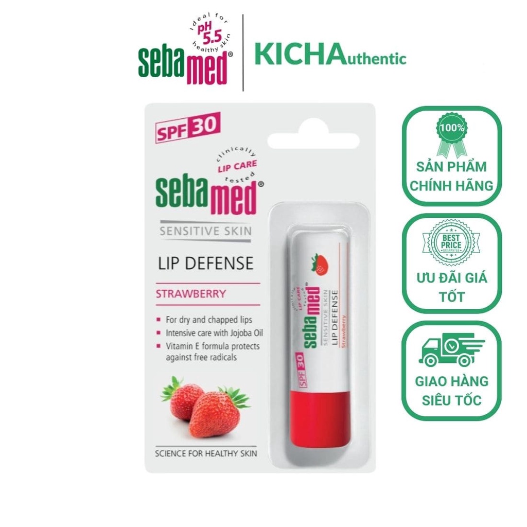 SON DƯỠNG BẢO VỆ, CHỐNG KHÔ VÀ CHỐNG NỨT MÔI HƯƠNG DÂU SEBAMED pH5.5 ...