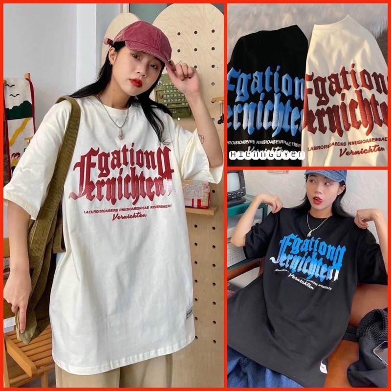 Áo thun chữ nổi Gation 3158 unisex [FREESHIP] Phông kiểu form rộng tay ...