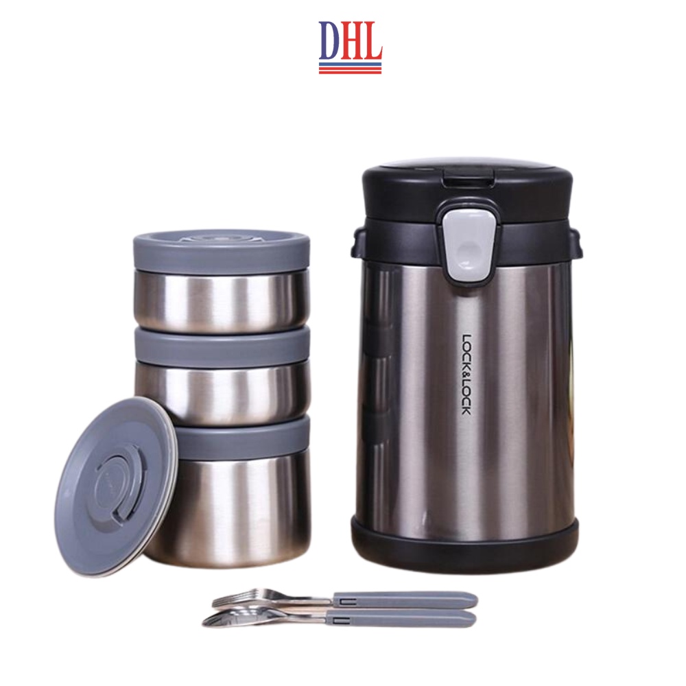 Bộ hộp cơm giữ nhiệt Lock&Lock Easy Take Lunch Box 2L LHC8034 có túi (1 hộp 720ml, 2 hộp 420ml ...