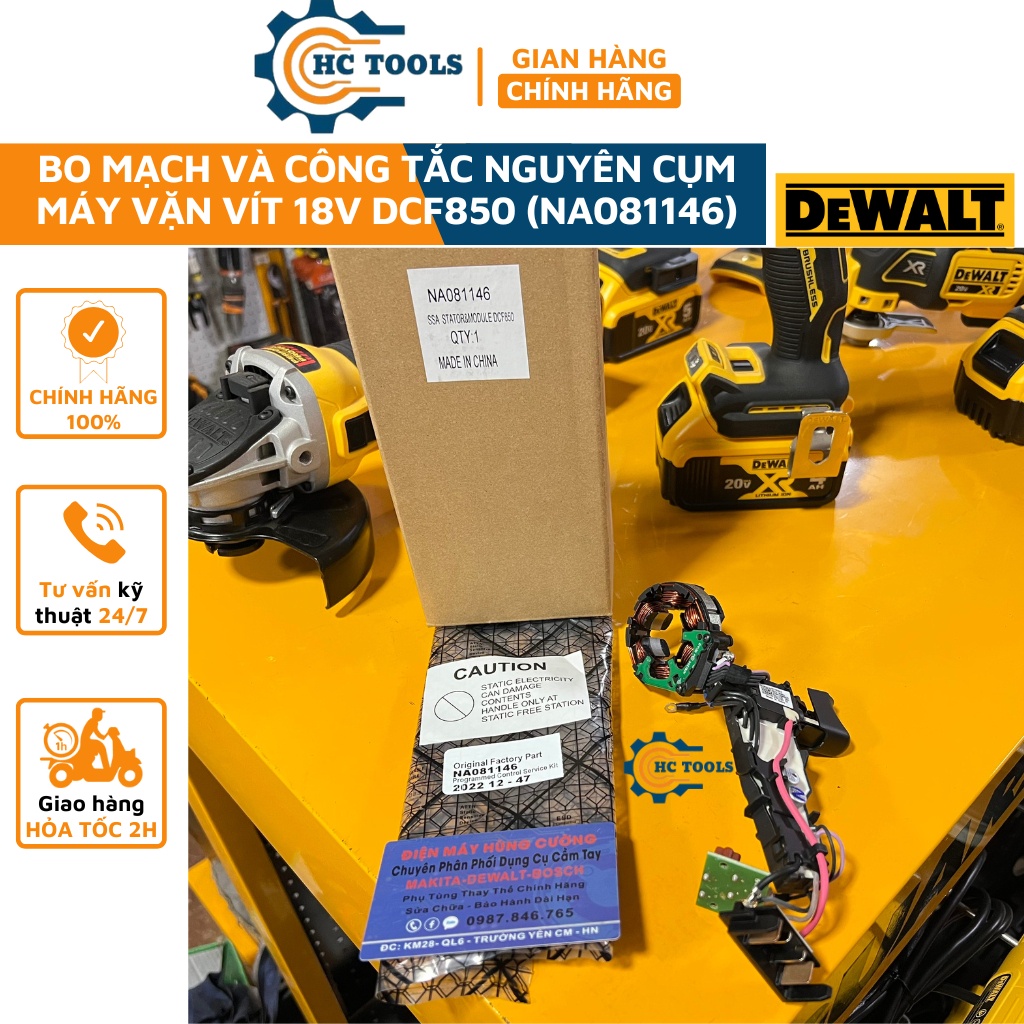 Bo mạch và công tắc nguyên cụm máy vặn vít 18v Dewalt DCF850 (NA081146 ...
